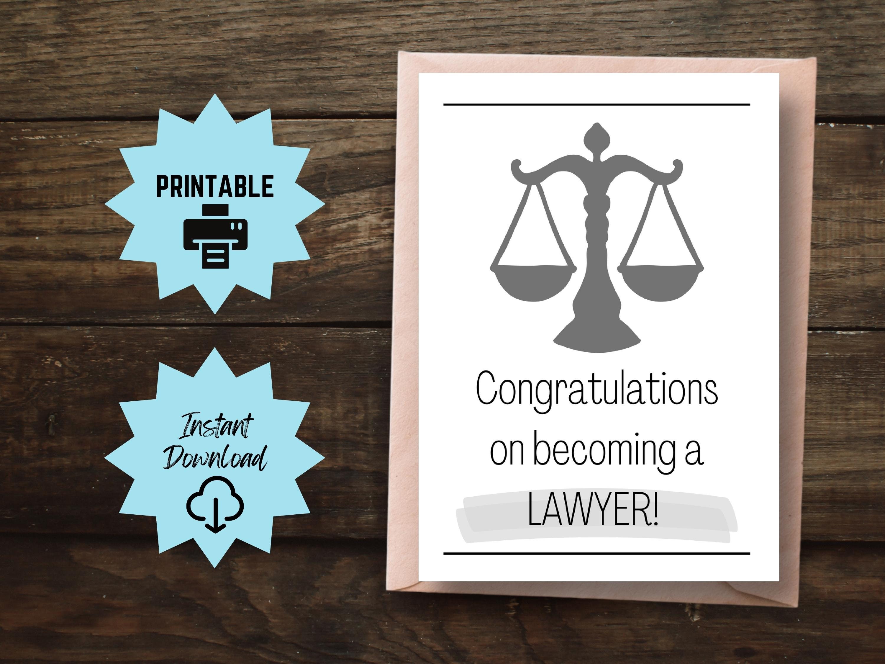 Printable Lawyer Graduation Card Congratulations Law Degree - Etsy