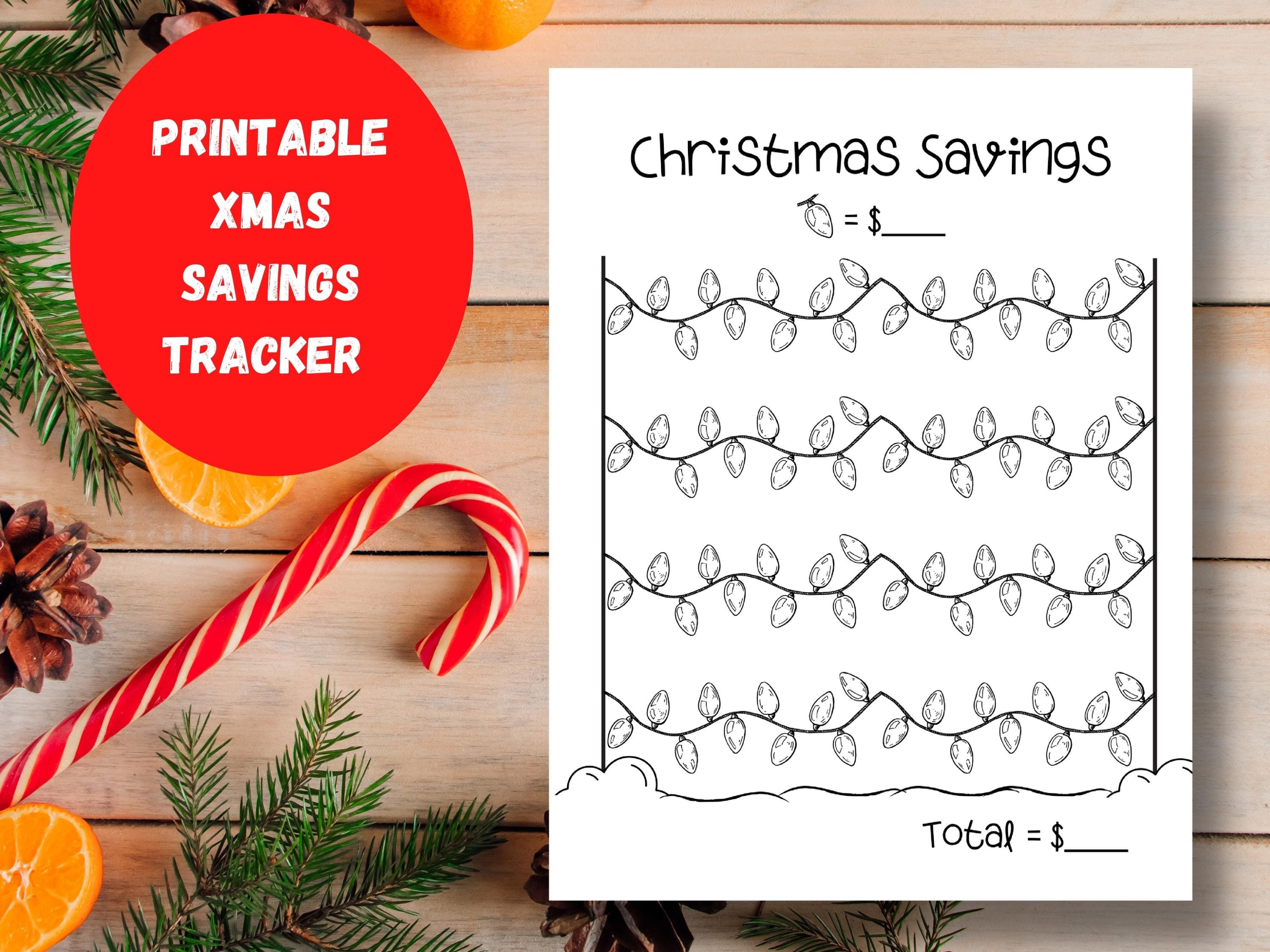 Printable Christmas Savings Tracker, Xmas Savings Challenge Tracker ...