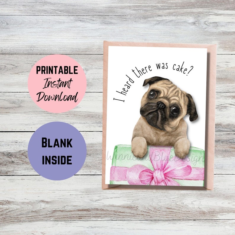 Dog Birthday Card Printable - Pug Birthday Card - Card From the Dog - Etsy
