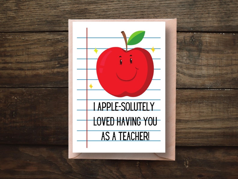 Teacher Thank You Card Printable, Card for Teacher Appreciation, Apple ...