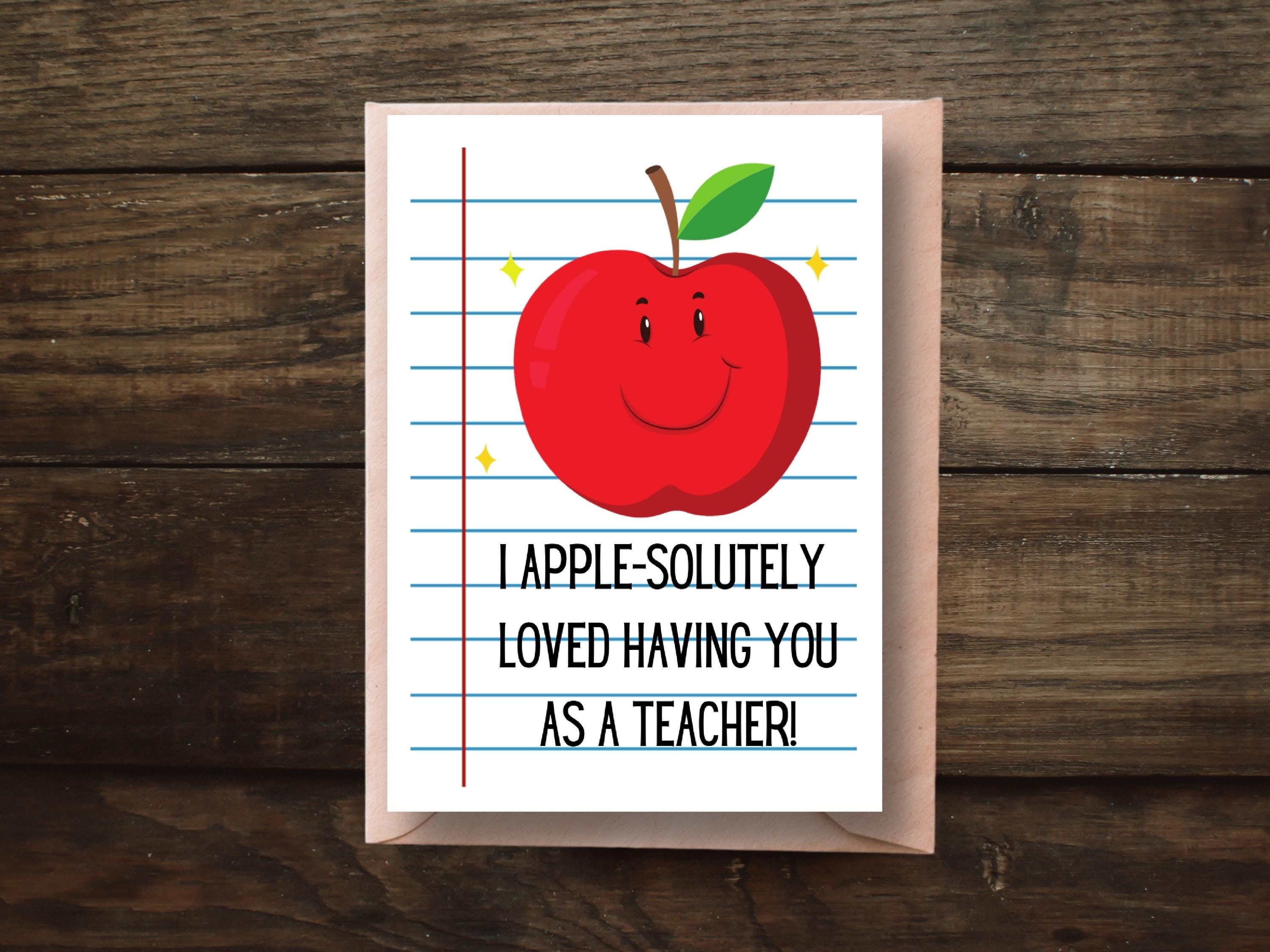 Teacher Thank You Card Printable, Card for Teacher Appreciation, Apple ...