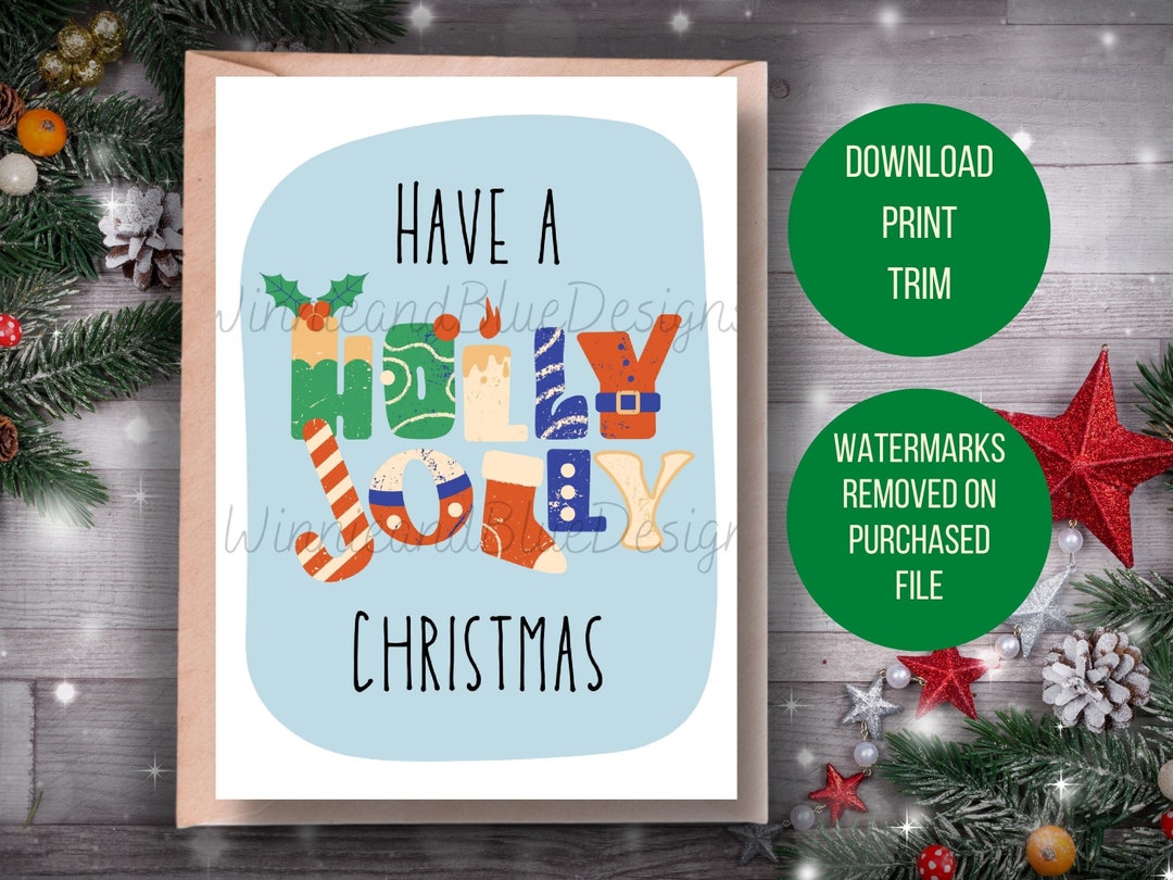 Printable Christmas Card Holly Jolly Christmas Card Funny - Etsy