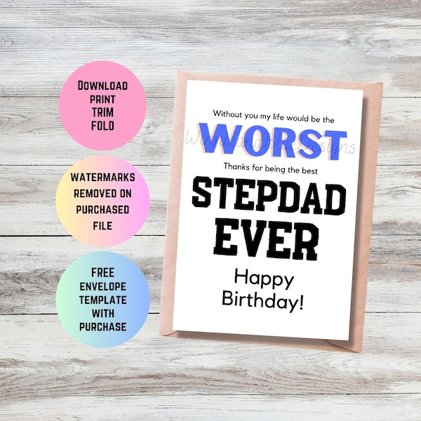 Happy Birthday Step Dad Printable - Etsy
