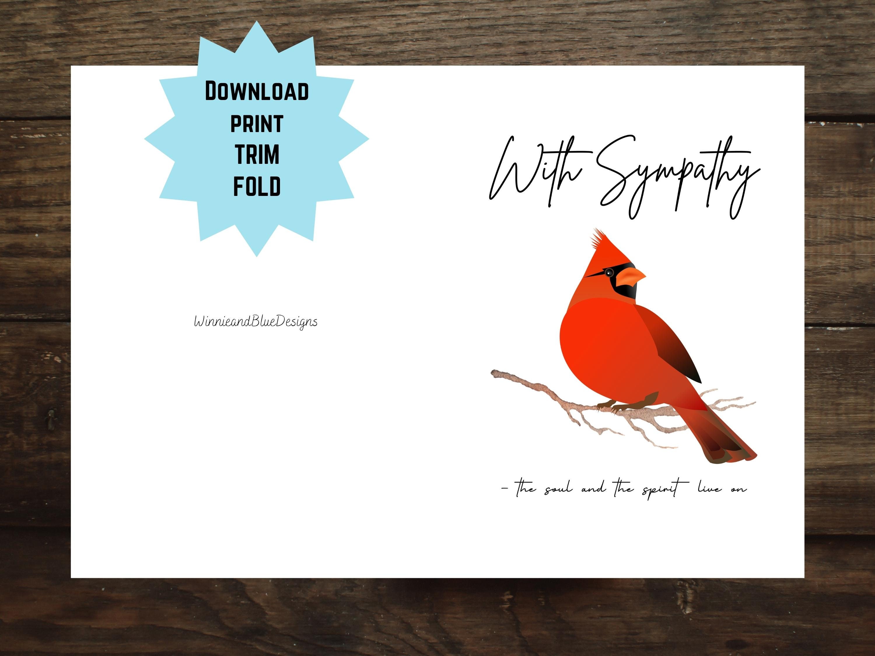 Printable Sympathy Cardinal Card Cardinal Bereavement Card - Etsy