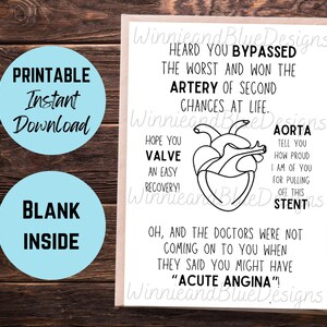 Funny Heart Surgery Get Well Card: Pun Recovery Gift (printable PDF) - Etsy