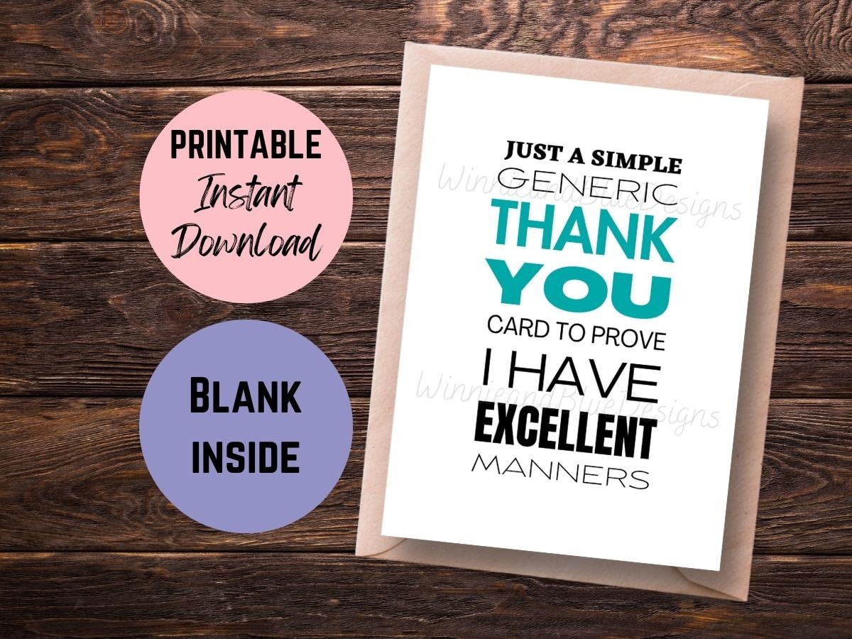 Funny Thank You Card Printable Generic Thank You Card Funny - Etsy Canada