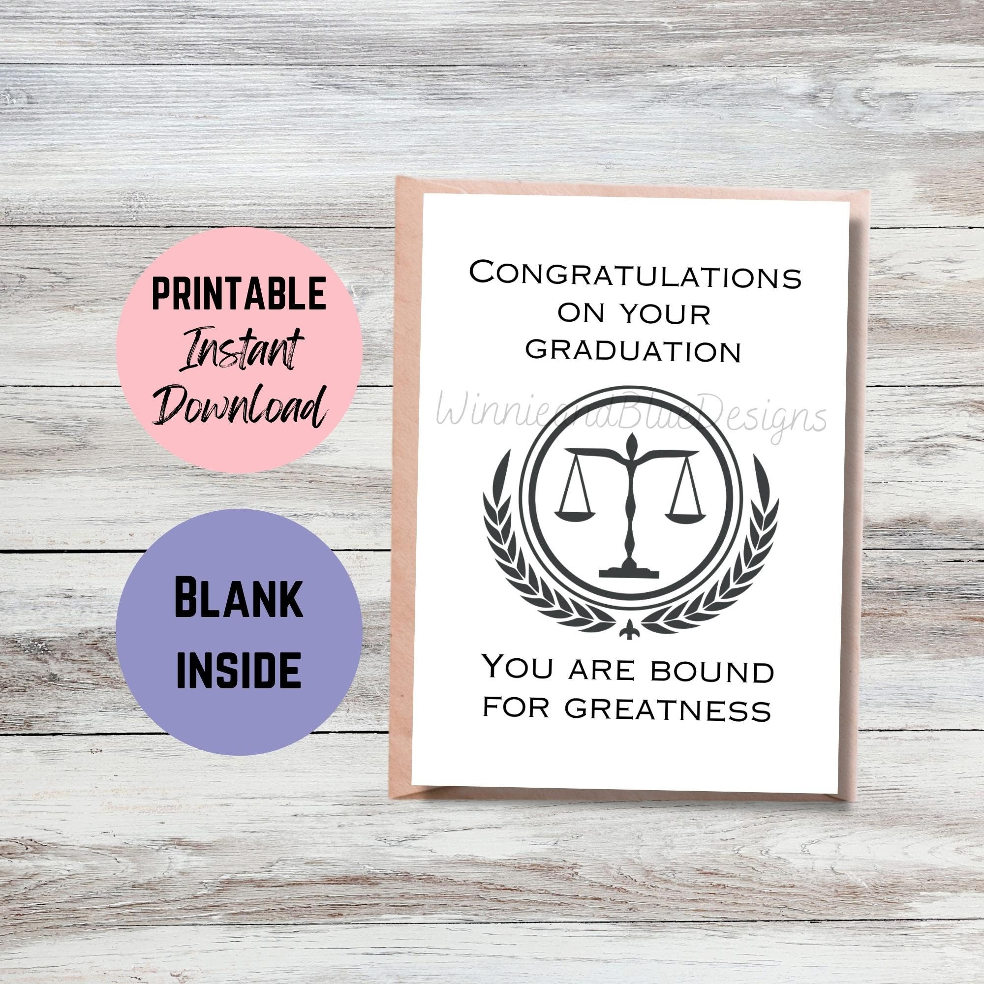 Printable Lawyer Graduation Card: Congratulations Law Degree (PDF) - Etsy