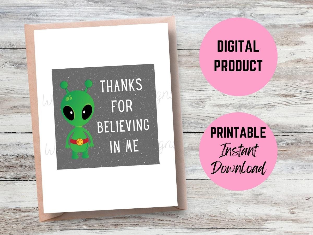 Alien Thank You Card Printable Green Alien Coach Gift - Etsy
