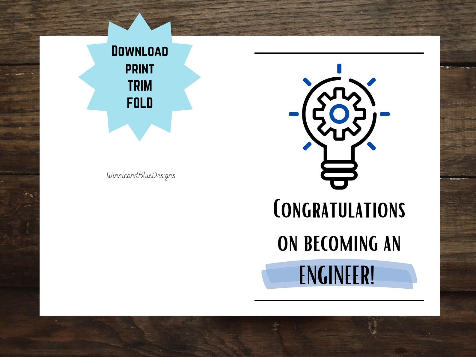 Printable Engineer Graduation Card Congratulations | Etsy