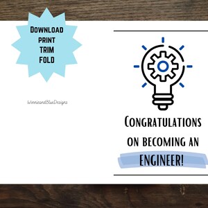 Printable Engineer Graduation Card Congratulations | Etsy
