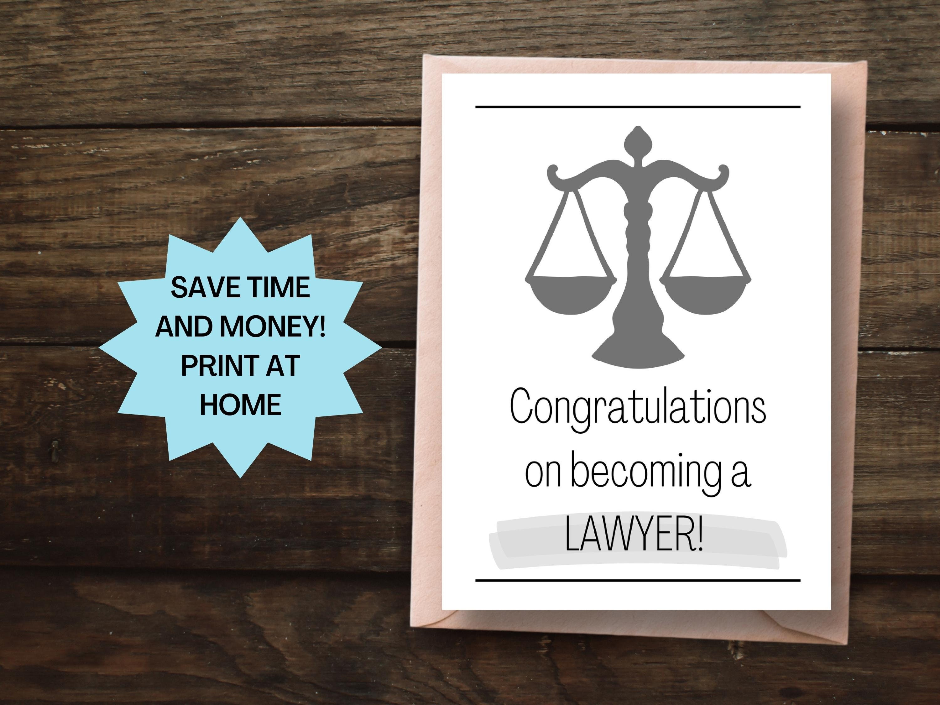 Printable Lawyer Graduation Card Congratulations Law Degree - Etsy