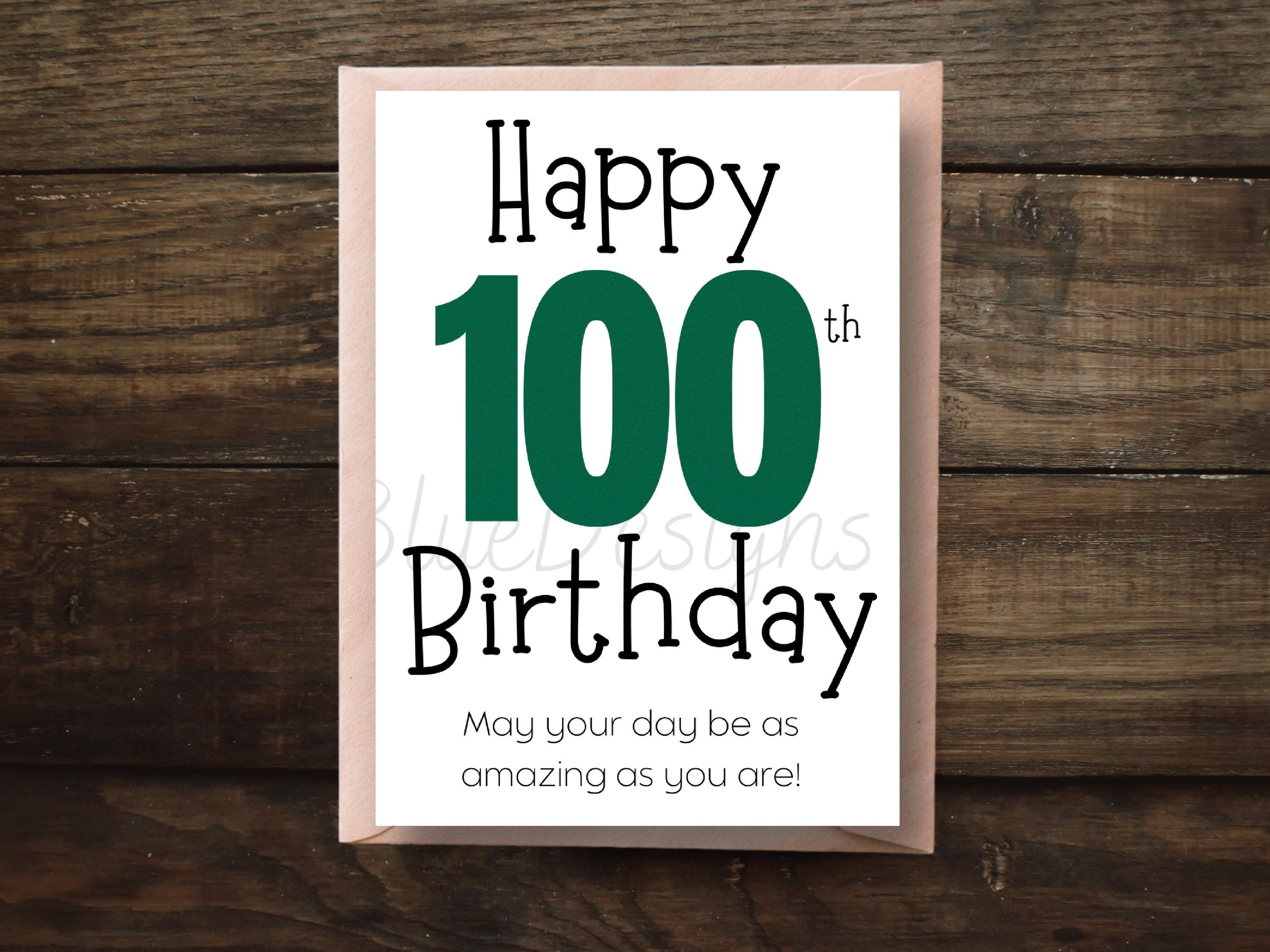 Emerald 100th Birthday Card Printable Amazing 100 Birthday - Etsy