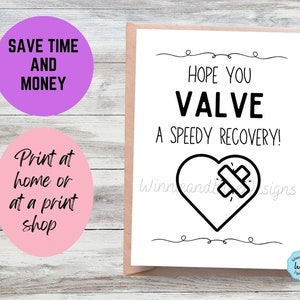 Printable Heart Surgery Card - Recovery Get Well Soon Card - Hospital ...