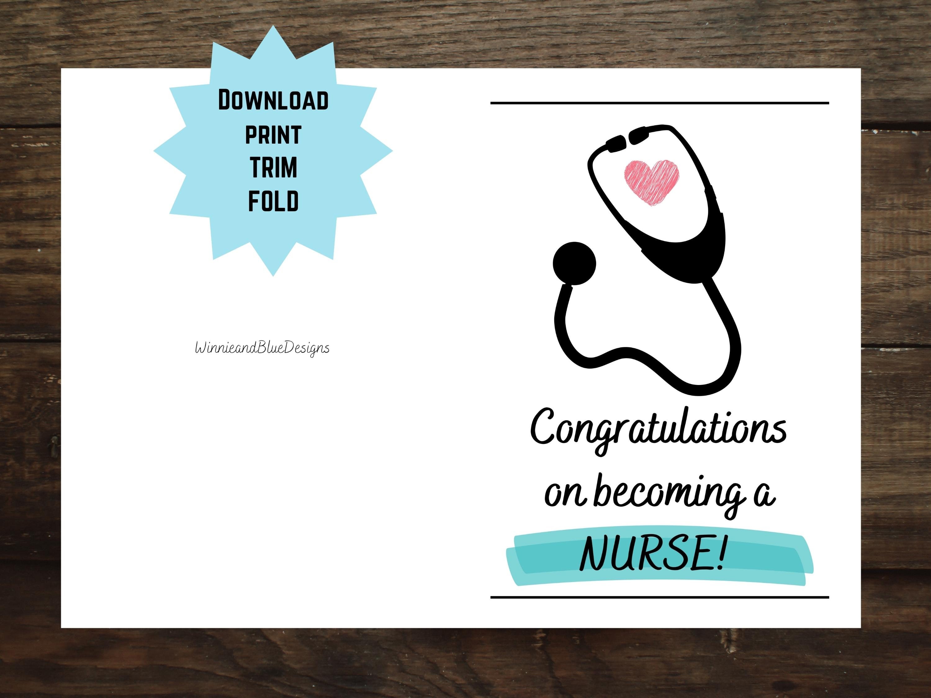 Nurse Graduation Card: RN Medical Grad Congratulations (printable PDF ...