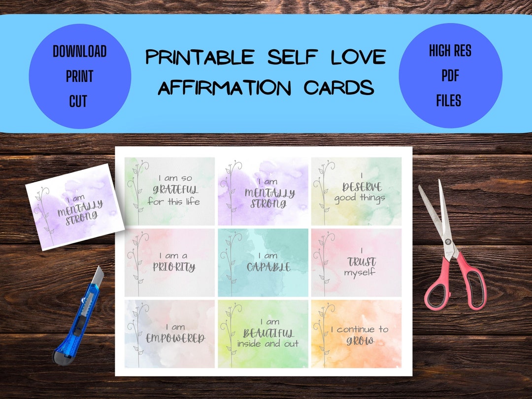 Printable Affirmation Cards for Self Love, 27 Digital Self Empowerment ...
