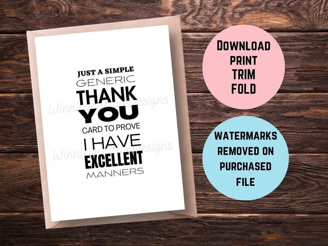 Funny Thank You Card, Printable Generic Thank You Card, Funny Thank You ...