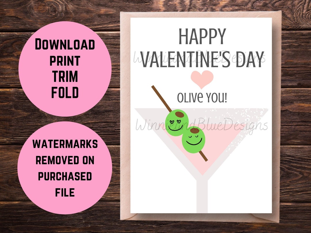 Funny Martini Olive You Valentine's Day Card (digital Download) - Etsy