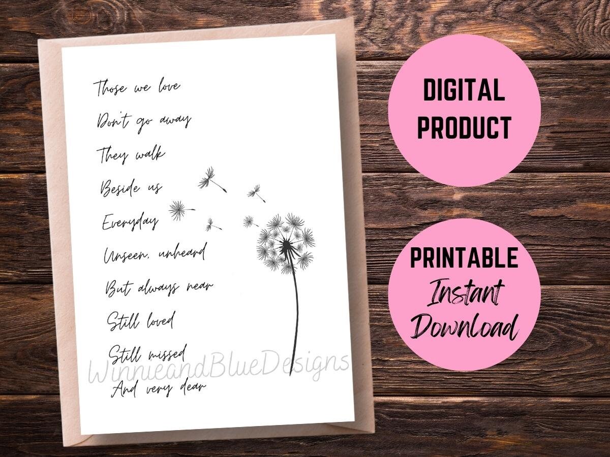 Printable Condolences Card Those We Love Sympathy Card - Etsy