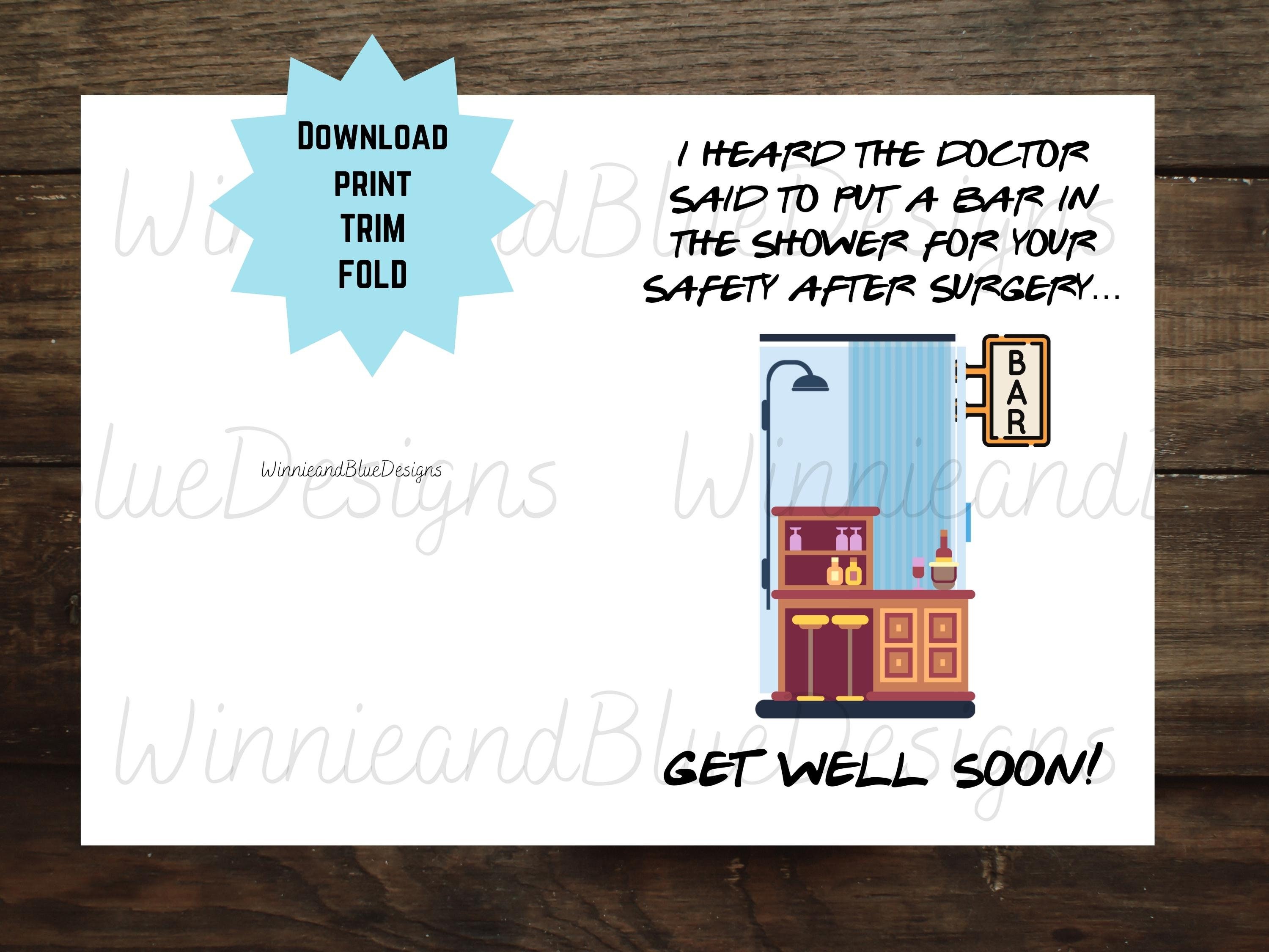 Printable Funny Get Well Soon Card After Surgery Thinking of - Etsy UK