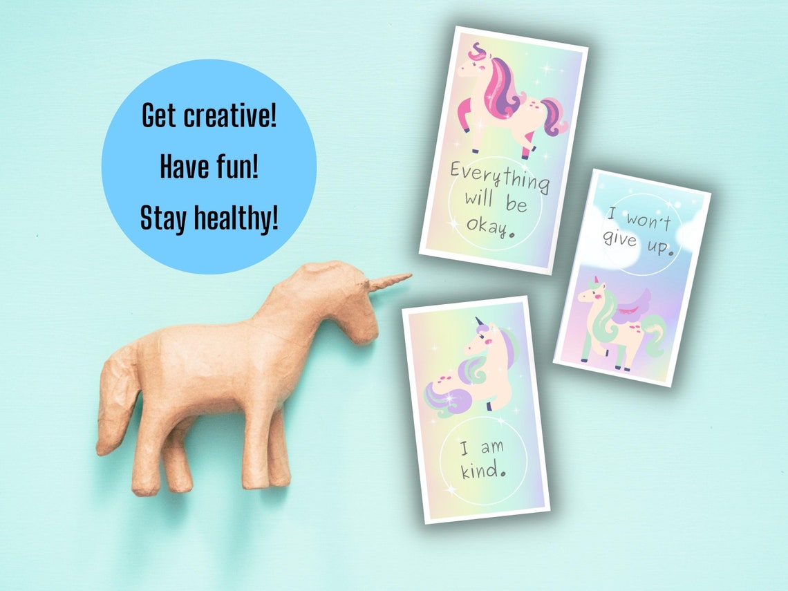 Printable Affirmation Cards, Kids Unicorn Affirmation Cards, 36 ...