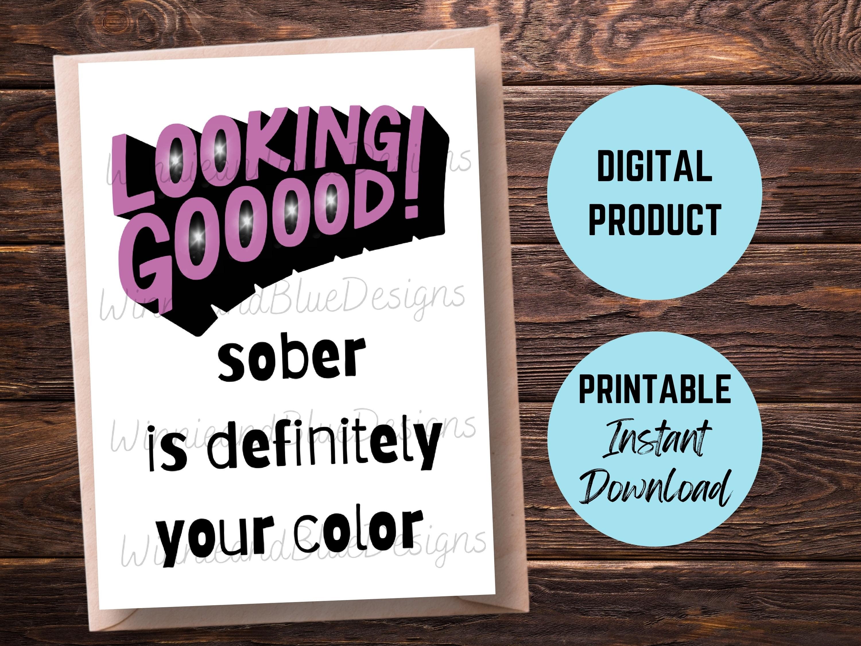 Funny Sobriety Anniversary Card: Sober is Your Color (printable PDF) - Etsy