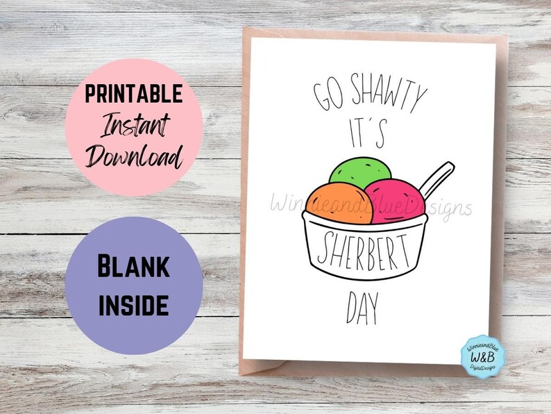 Funny Sherbet Birthday Card: Pun 21st/60th Birthday (digital Download ...