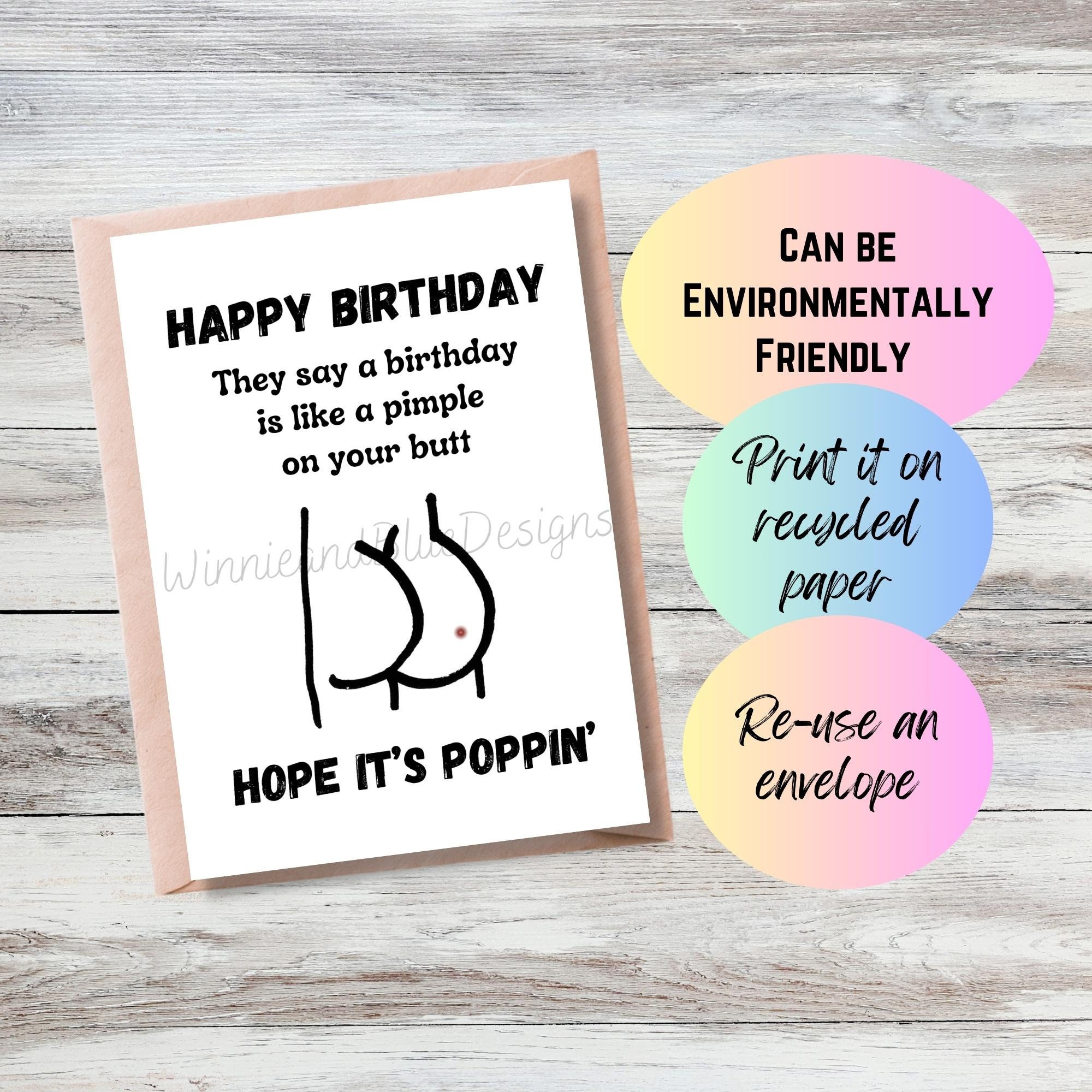 Printable Funny Butt Birthday Card Poppin Birthday Card - Etsy