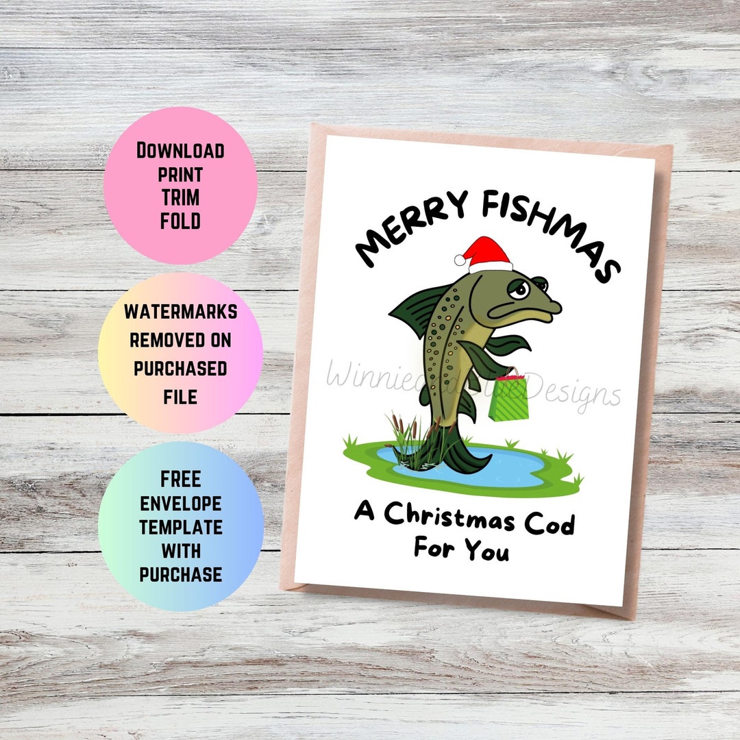 Printable Funny Christmas Fish Card, Fish Christmas Card, Merry ...
