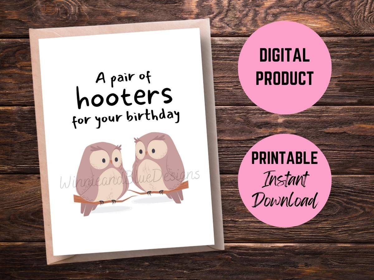 Funny Printable Owl Lover Birthday Card, Funny Bird Pun Birthday Card ...