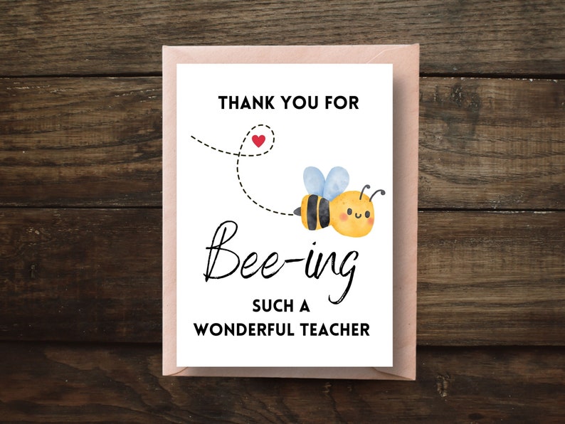Printable Teacher Thank You Card Bee Card for Teacher - Etsy