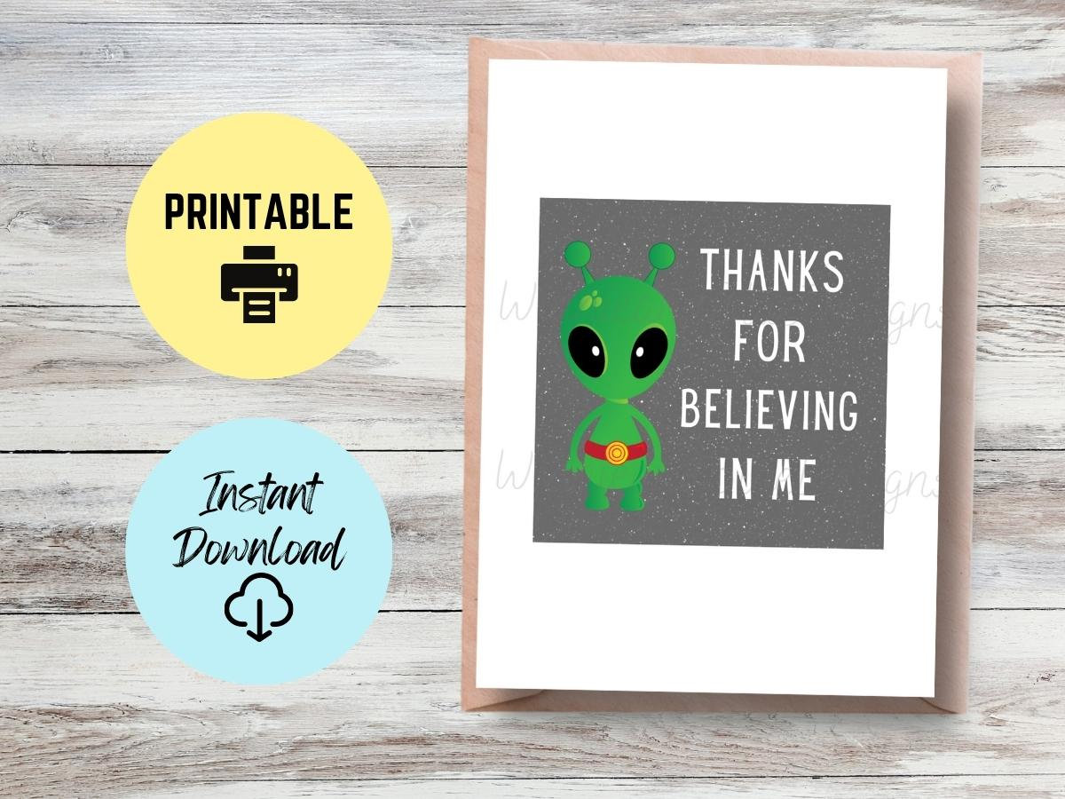 Green Alien Thank You Card: Coach Gift (instant Download) - Etsy