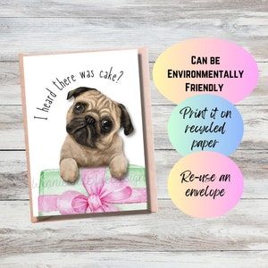 Dog Birthday Card Printable - Pug Birthday Card - Card From the Dog - Etsy