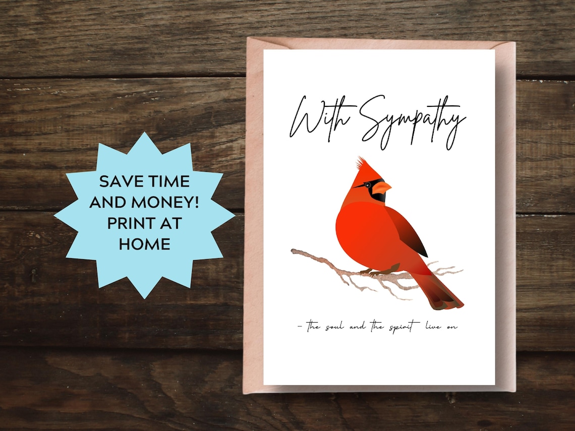 Printable Sympathy Cardinal Card Cardinal Bereavement Card - Etsy