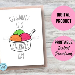 Funny Sherbet Birthday Card: Pun Ice Cream Design (printable) - Etsy