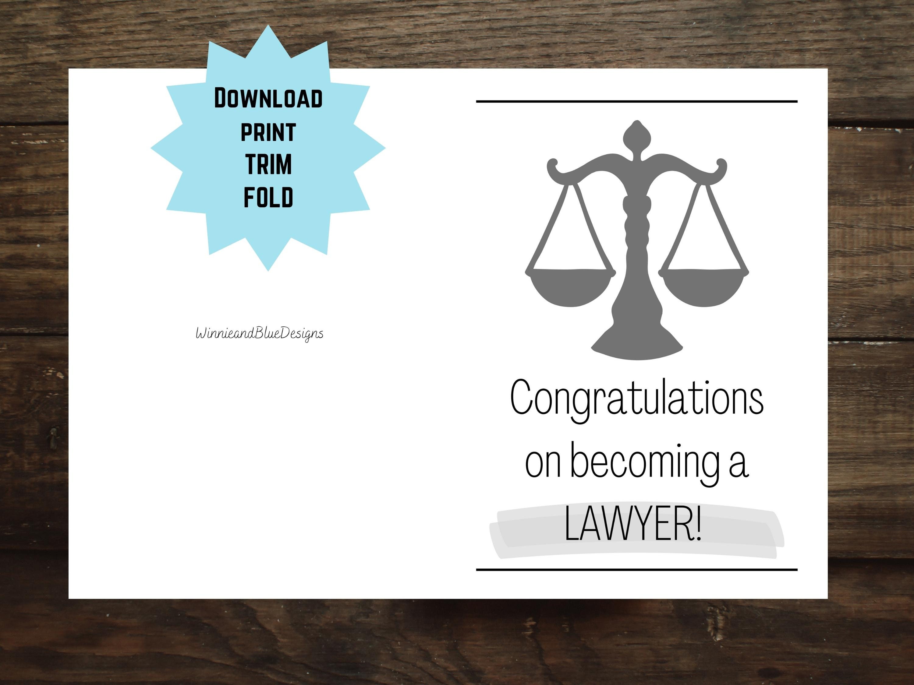 Printable Lawyer Graduation Card Congratulations Law Degree - Etsy