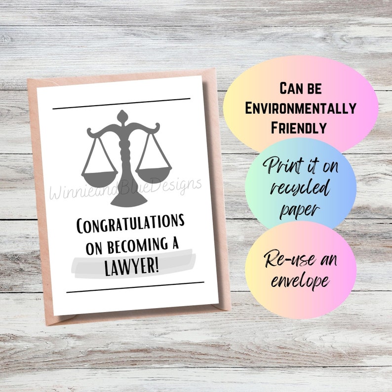 Printable Lawyer Graduation Card, Congratulations Law Degree, Lawyer ...