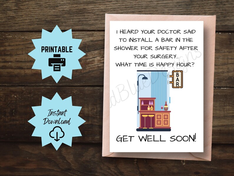 Funny Printable Get Well Soon After Surgery Card Recovery - Etsy