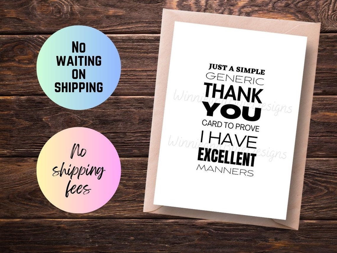 Funny Thank You Card, Printable Generic Thank You Card, Funny Thank You ...