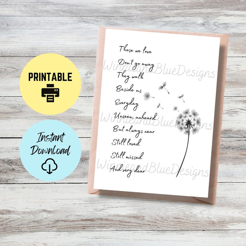 Printable Sympathy Card | Dandelion Condolences | Thinking of You | Sorry for Your Loss Card - Etsy