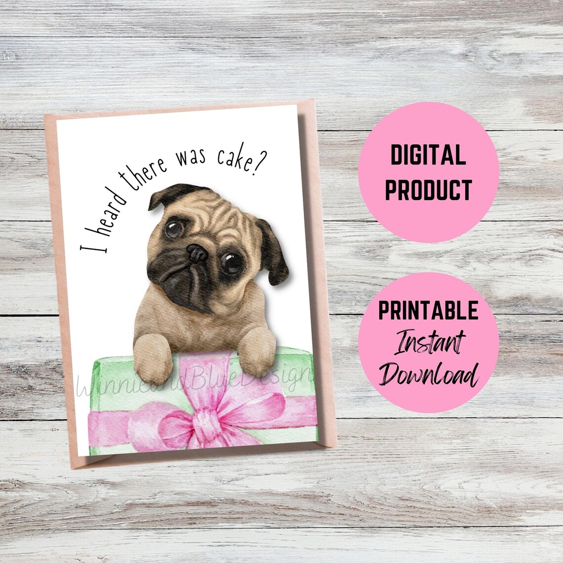 Dog Birthday Card Printable Pug Birthday Card Card From the Dog - Etsy