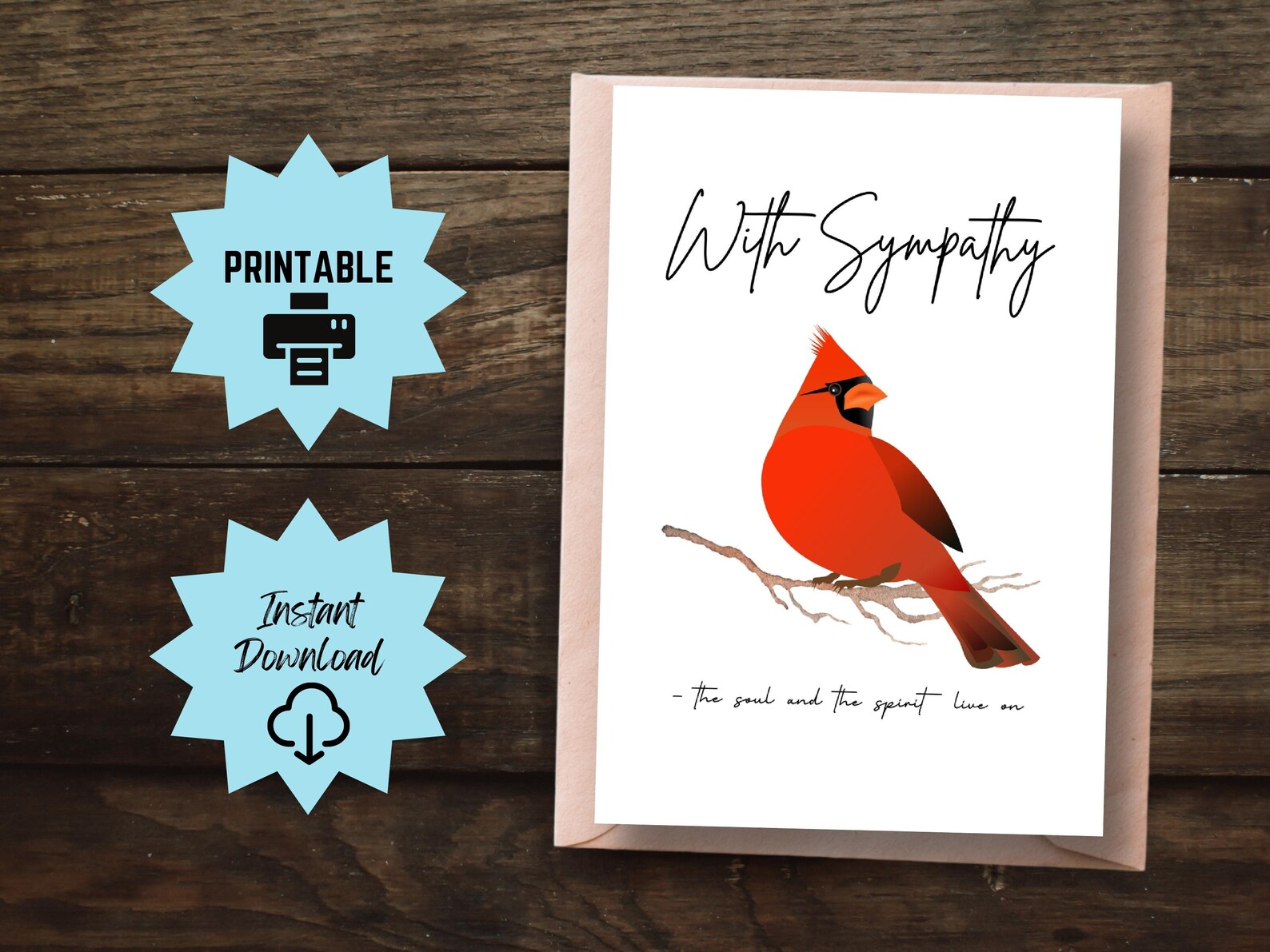 Printable Sympathy Cardinal Card Cardinal Bereavement Card - Etsy
