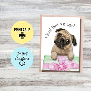 Dog Birthday Card Printable - Pug Birthday Card - Card From the Dog - Etsy