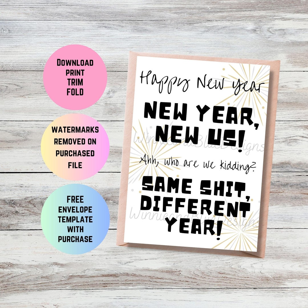 Printable New Years Card, Funny New Year New Us Card, Happy New Year ...