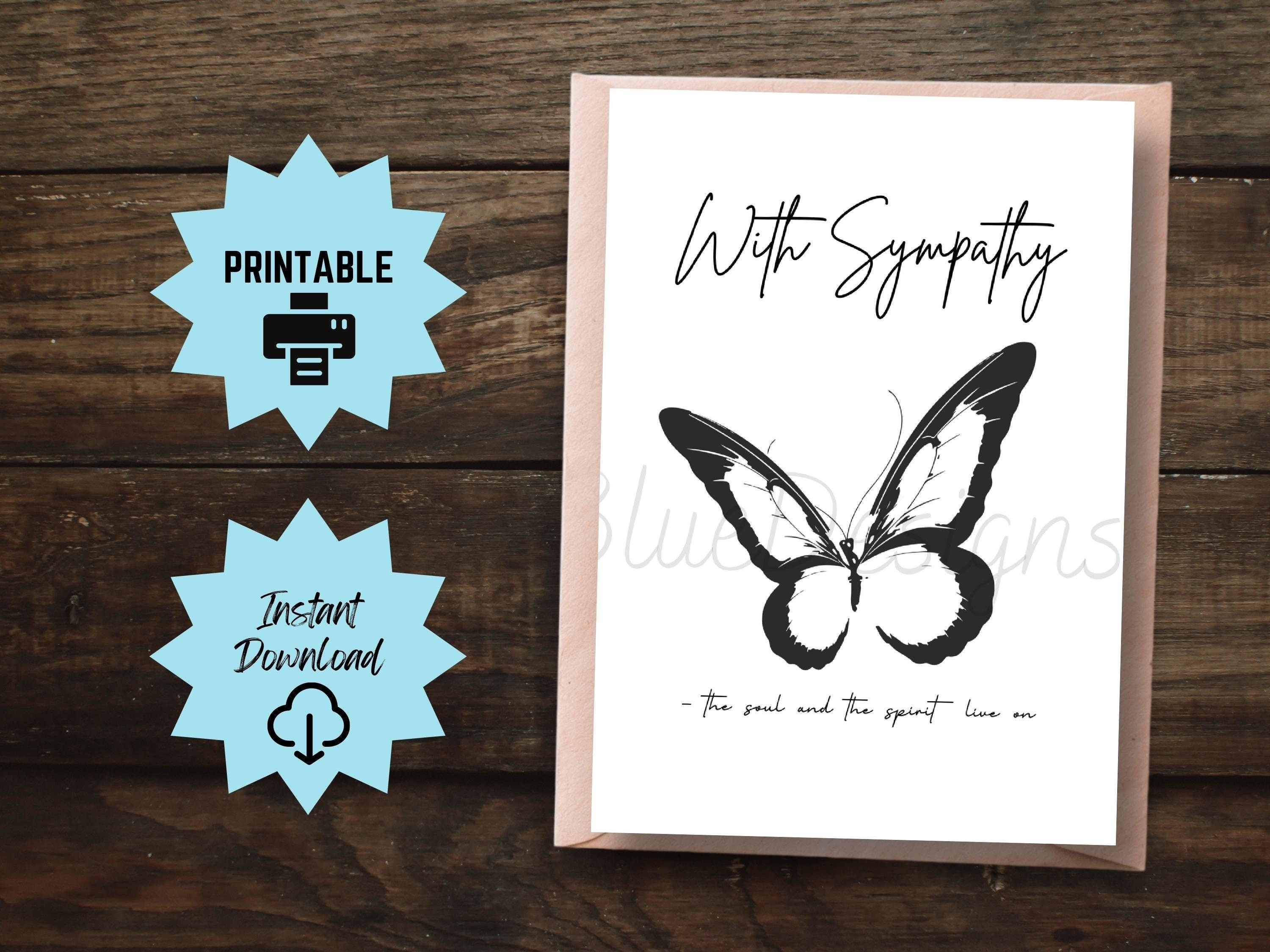 Printable Butterfly Sympathy Card Bereavement Card Thinking - Etsy Canada