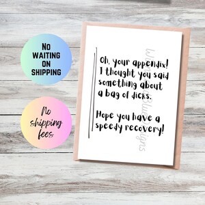 Funny Appendix Surgery Get Well Card (digital Download) - Etsy