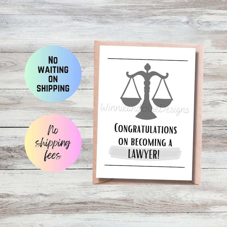 Printable Lawyer Graduation Card, Congratulations Law Degree, Lawyer ...