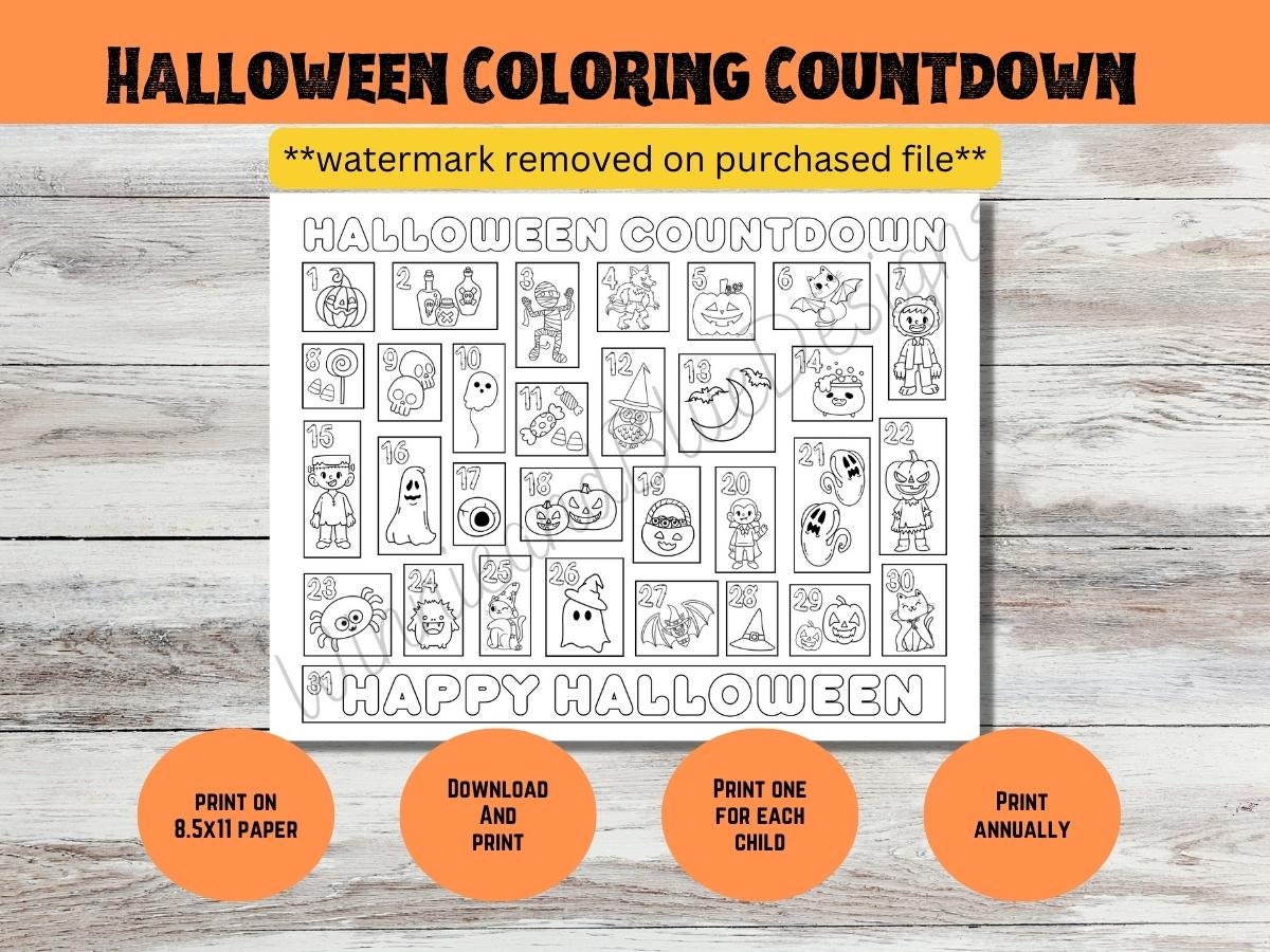 Printable Halloween Countdown Calendar - Kids Coloring & Learning ...