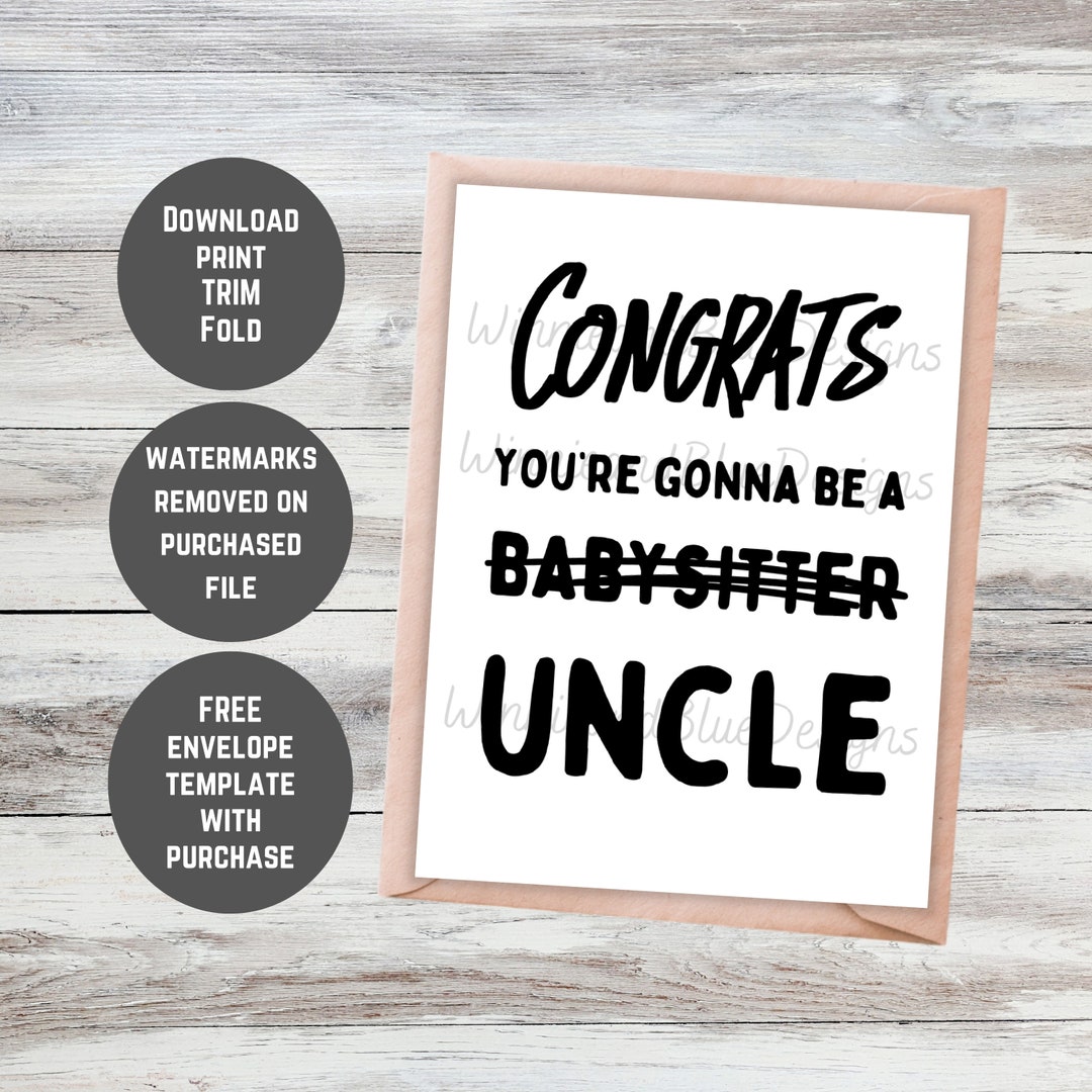Pregnancy Announcement Card, Printable Uncle to Be Card, Uncle Gifts ...
