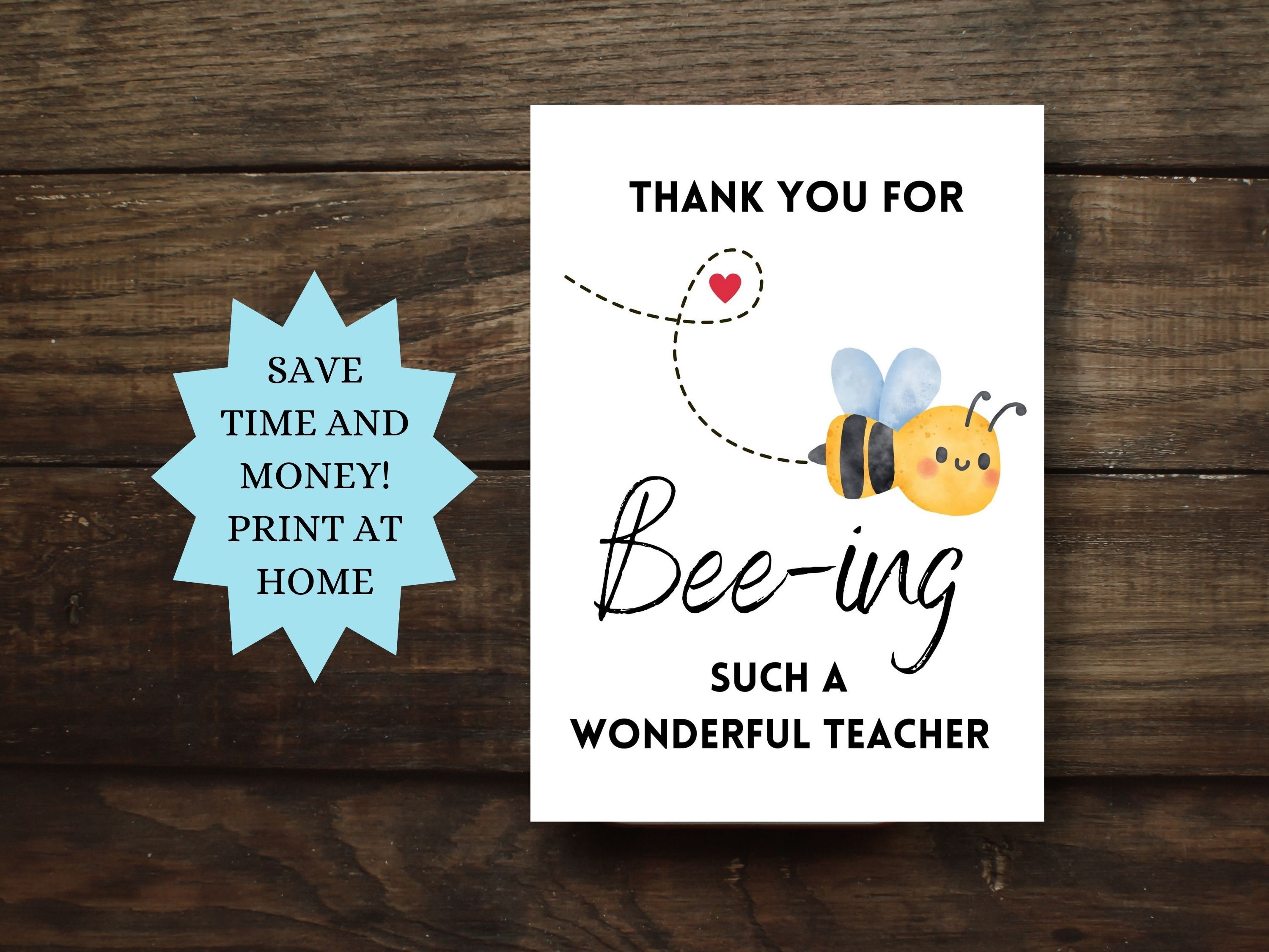 Printable Teacher Thank You Card Bee Card for Teacher - Etsy