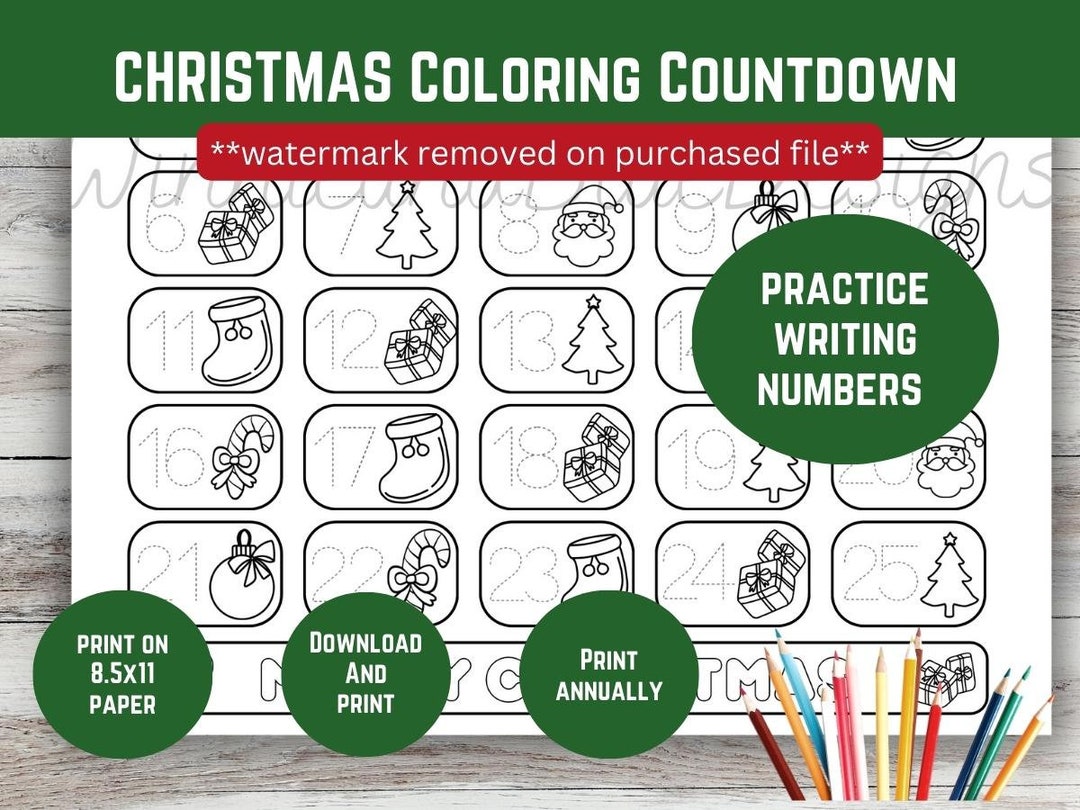 Color & Learn Christmas Countdown | Traceable Numbers | Santa Arrival ...